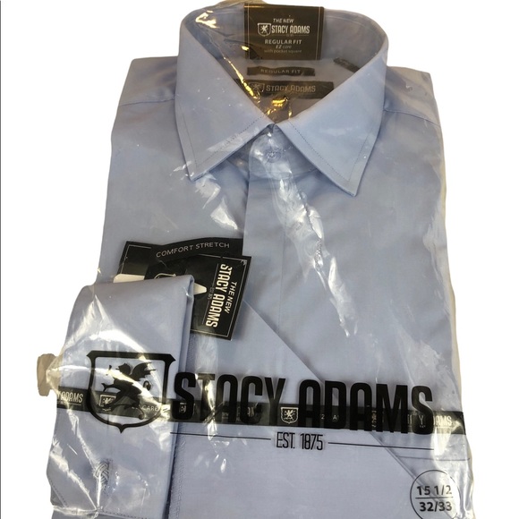 Stacy Adams | Shirts | Stacy Adams Mens Nwt Light Blue Dress Shirt Size ...